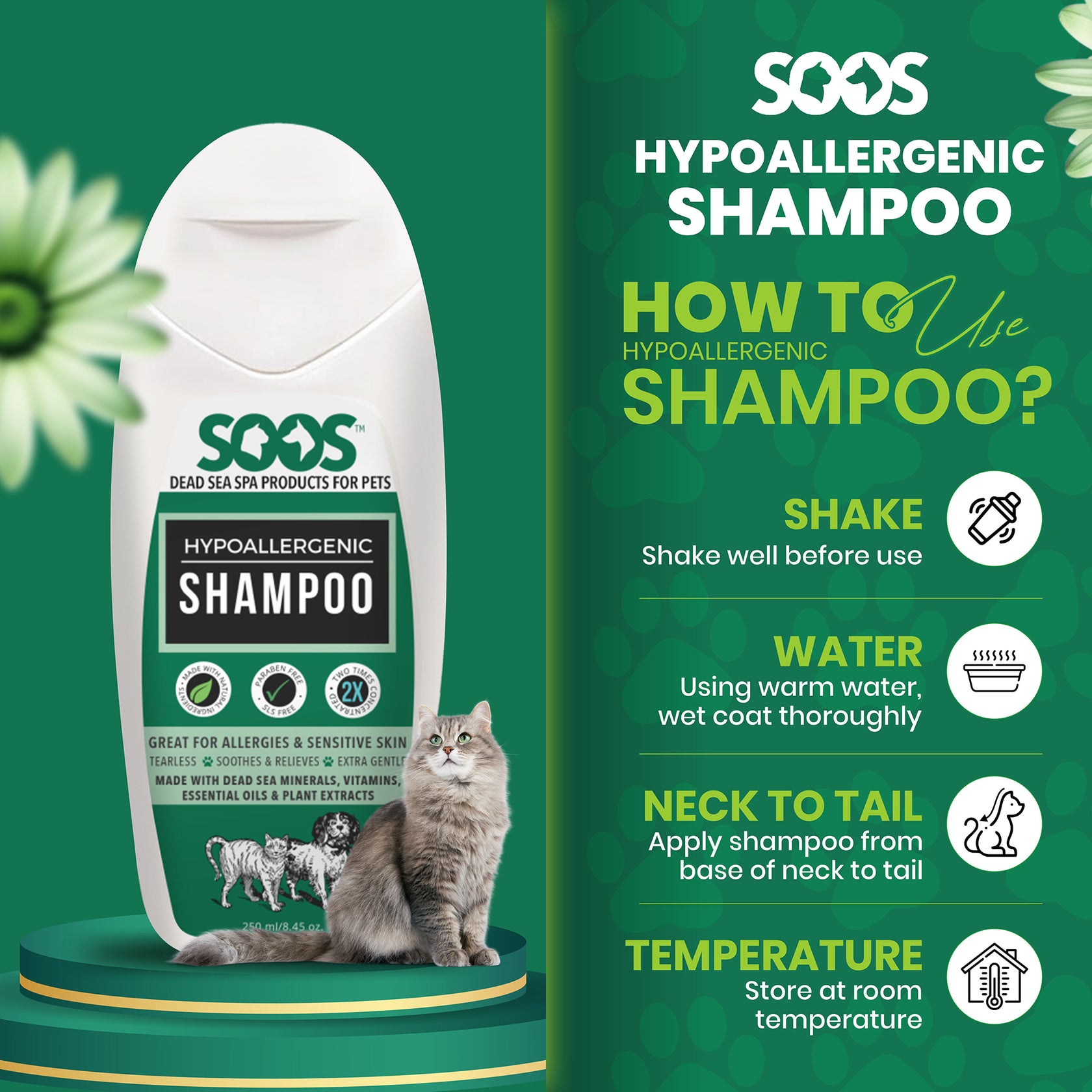 Buy Best Natural Dead Sea Hypoallergenic Pet Shampoo | SOOS PETS – Soos ...