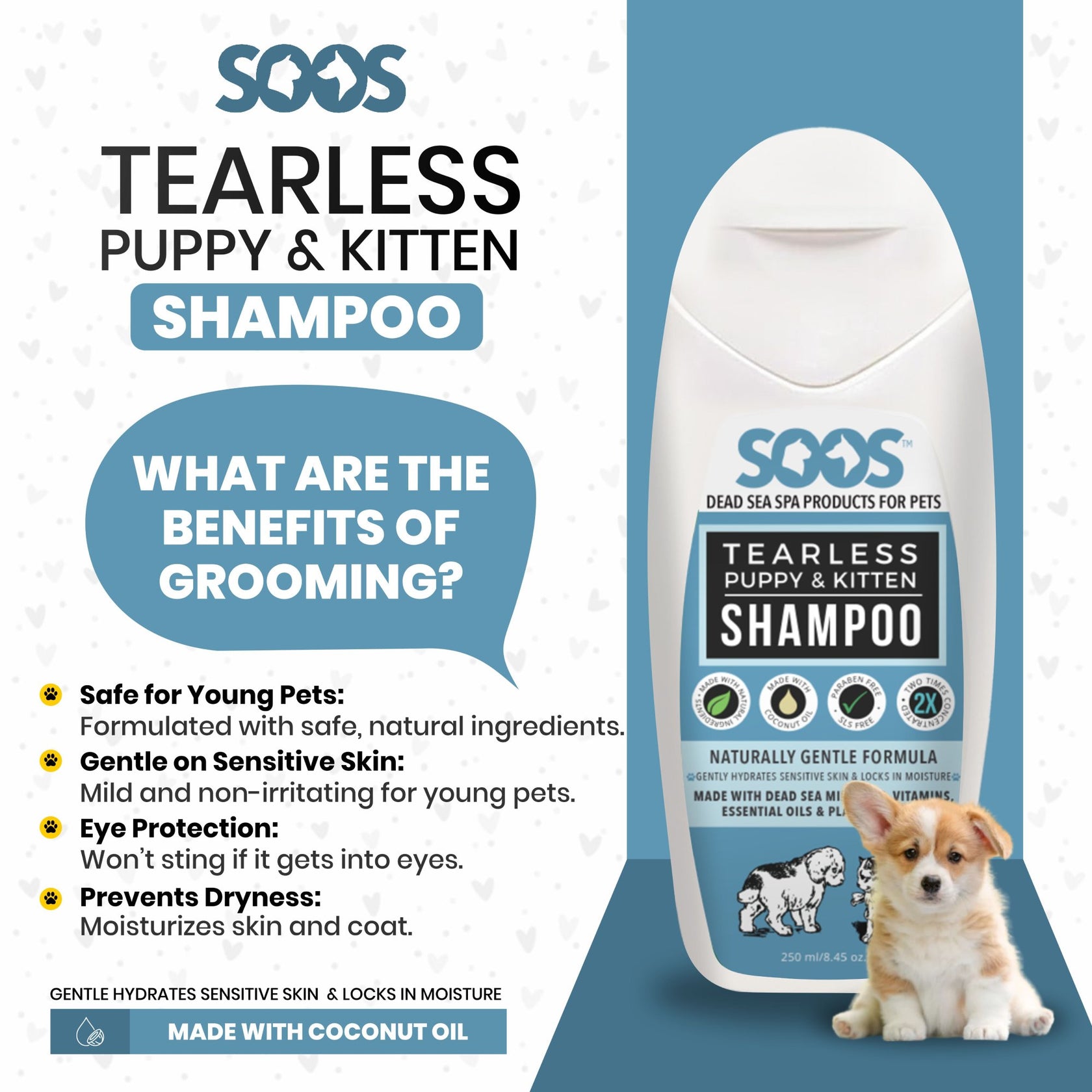 Natural Dead Sea Tearless Puppy & Kitten Pet Shampoo – Soos Pets