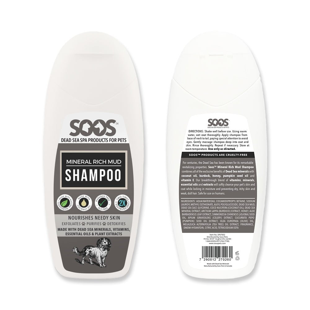 Natural Dead Sea Mineral Rich Mud Pet Shampoo For Dogs & Cats – Soos Pets
